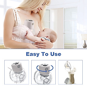 Bemawe Wearable Breast Pump, Electric Breast Pump Hands Free Wireless Breast Pump Portable Breastfeeding Pump Low Noise Painless Breast Milk Pump, LCD Display, 2 Modes & 9 Levels, S12, 24mm Flange