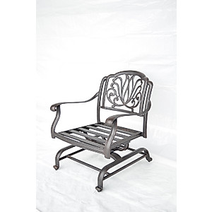 Elizabeth Outdoor Patio 4 Club Rocker Chairs Spring Base Cast Aluminum Dark Bronze (Walnut)