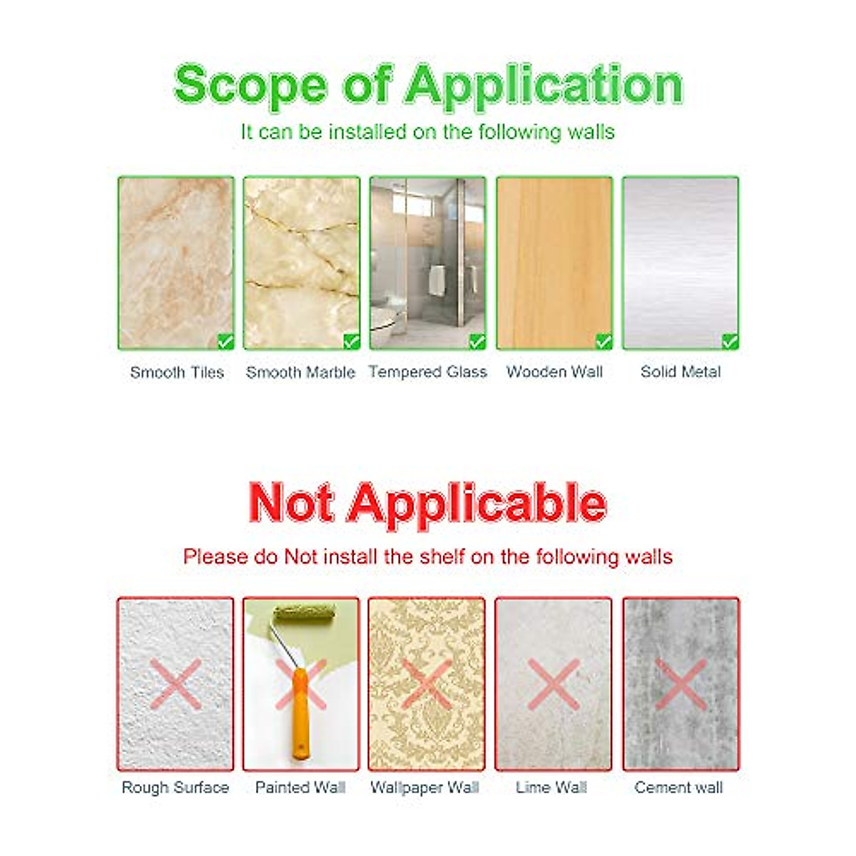 SMARTAKE 2-Pack Shower Caddy, Rustproof Bathroom Shelf Organizer with Hooks for Hanging Razor Sponge Brush, SUS304 Stainless Steel Wall Rack for Dorm, Toilet, Bath and Kitchen, Silver