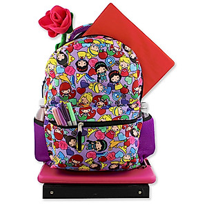 Disney Princess Emoji Girl's 16 Inch School Backpack Bag (One Size, Purple)