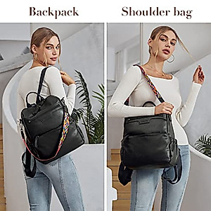 BOSTANTEN Backpack Purse for Women Fashion Designer Travel Backpack Leather Convertible Shoulder Bags Casual Daypack Black