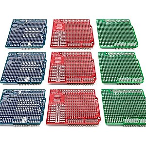 ElectroCookie Proto Shield Kit Compatible with Arduino Uno R3, Expansion Prototyping PCB Board (3 Types, 9 Pack)
