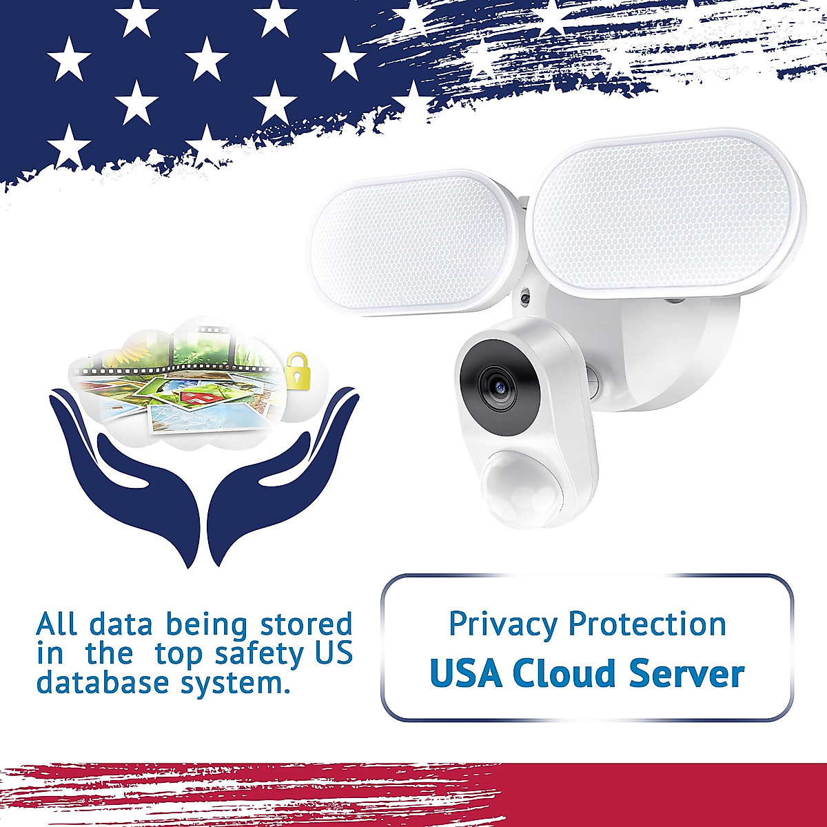 LaView Floodlight Camera with 2600 Lumen LEDs,Security Camera Outdoor 1080P,WiFi Security Cameras Waterproof, Motion Detection, Night Vision, Two-Way Audio and Siren, USA Cloud Service