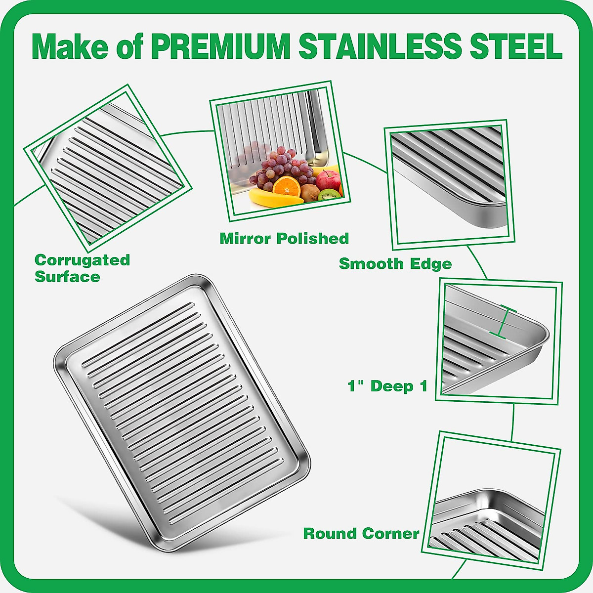 CEKEE Baking Sheet with Rack Set of 9 (3 Cookie Sheets + 3 Baking Racks + 3 Mats), Stainless Steel Baking Sheet Cooling Rack with Baking Mat Set, Baking Pans Set - Heavy Duty & Dishwasher Safe