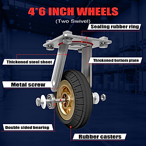 2IN1 Platform Truck Cart with Detachable Rear Guardrail,2200lbs Heavy Duty Push Cart Dolly w/Swivel Casters,All-Steel Hand Trucks,42“×25”Flatbed Cart,Work Gloves 2Pairs&1Bunge Cord Included