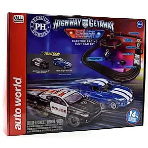 Auto World/Premium Hobbies Highway Getaway Mustang VS Viper HO Scale Slot Car Race Set CP7974