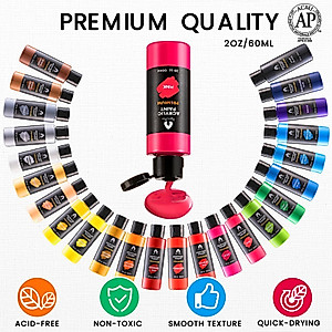 40 PCS Acrylic Paint Set with 12 Brushes, 2 Knives and Palette, 24 Colors (2oz/60ml) Art Craft Paints Gifts for Adults Kids Artists Beginners, Halloween Pumpkin Painting Kit Art Supplies