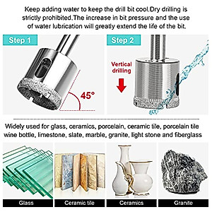 Hole Saw Set,15Pcs Diamond Drill Bits, Tile Hole Saw Kit,Coated Core Drill Bits with Hole Saw Guide Jig Fixture,Adjustable Hole Saw Centering Locator Suction Holder for Glass, Ceramics,Tile 6-50mm
