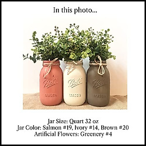 Set of 3, 4, or 5 - Painted Distressed Mason Jars - Choose Pint 16 oz or Quart 32 oz, Your Choice of Jar Colors, Artificial Flowers are Optional, Rustic Wedding Centerpieces for Tables Mason Jars