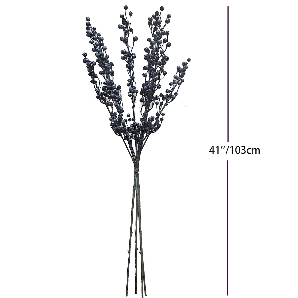 JD ARTIFICIAL PLANTS 4pcs 41" Long Stem Blue Berry Branches Tree Twigs for Home Decor Tall Vase Housewarming Gift Office Restaurant Wedding Garden Patio Photography Props(Dark Blue)