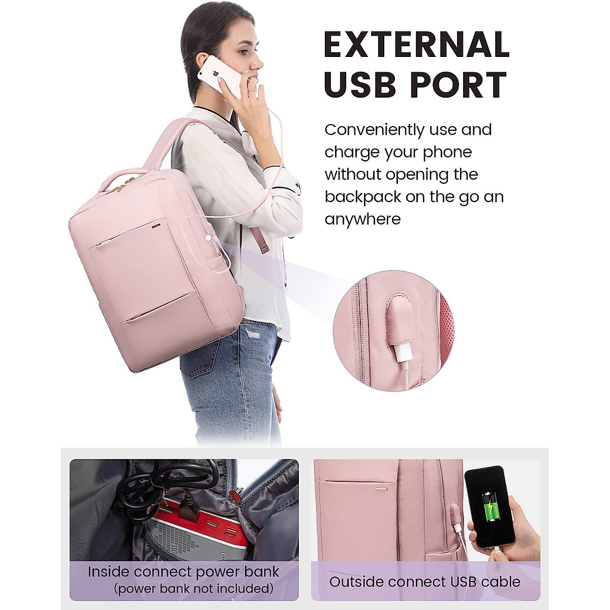 LOVEVOOK Laptop Backpack for Women & Men, Unisex 17 inch Waterproof Travel Backpack, Smart Work Backpack Casual Daypack with USB Charging Port, Computer Backpack for Business