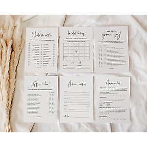 GardenCity Bridal Shower Games For 50 Guests, 4 Games + Advice and Wishes - Double Sided Cards - Minimalist