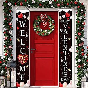DmHirmg Valentine's Day Porch Banner,Hanging Porch Sign, Hanging Decorations for Home Outdoor Decor (Black)