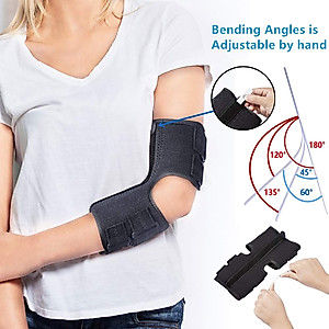 Elbow Brace Support Splint for Cubital Tunnel Syndrome and Arthritis Pain Relief , Adjustable Angle Stabilizer Brace ,Prevent Excessive Bending at night,Fits left and right Arms for Woman and Man- M