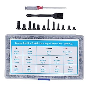 600pcs Black Standard Design Electronics Repair Screws Various Size Laptop Screws