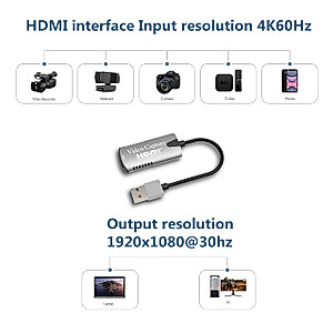 Anxious 4K HDMI Video Capture Card,USB 3.0 1080P Game Capture Card,for Game,Teaching,Live Broadcasting,Video Conference,Video Recorder for Streaming,Compatible with Windows Linux Mac OS System etc