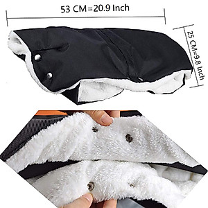Stroller Gloves for Winter Waterproof, Extra Thick Fleece Stroller Hand Muff, Anti-Freeze Pram Accessories Baby Stroller Hand Gloves Hand Warmer (Black)