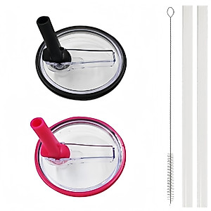 30 oz Tumbler Flip Straw Lid Replacement Fit Compatible with Stanley Quencher Tumbler,2 PCS Spill Proof Splash Resistant and Leak Proof,Reusable Cup Lids Compatible with Stanley (BK+RD)