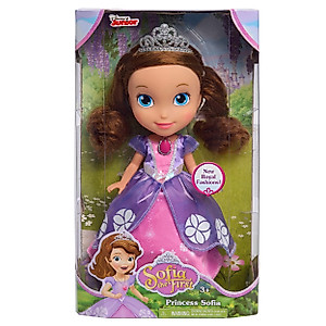 Sofia the First Royal Sofia Doll, 10.5-inches, Brown Hair, Pink and Purple Dress, Preschool, Kids Toys for Ages 3 Up by Just Play