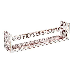 Mind Reader Floating Spice Shelves, Rustic Farmhouse Pantry Organizer, Easy Install, Storage Display for Condiments, Snacks, Appetizers, Set of 2, Torched Wood, Brown