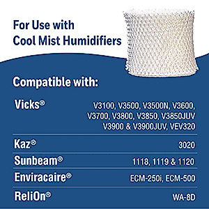 ProTec Humidifier Filter Replacement, Wicking Replacement Filter, Pack of 3 â€“ Humidifier Replacement Filter Works with Vicks Cool Mist Humidifiers and Other Models,3 Count (Pack of 1)