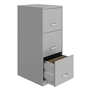 Scranton & Co 3 Drawer Metal Vertical File Cabinet with Lock Arctic Silver