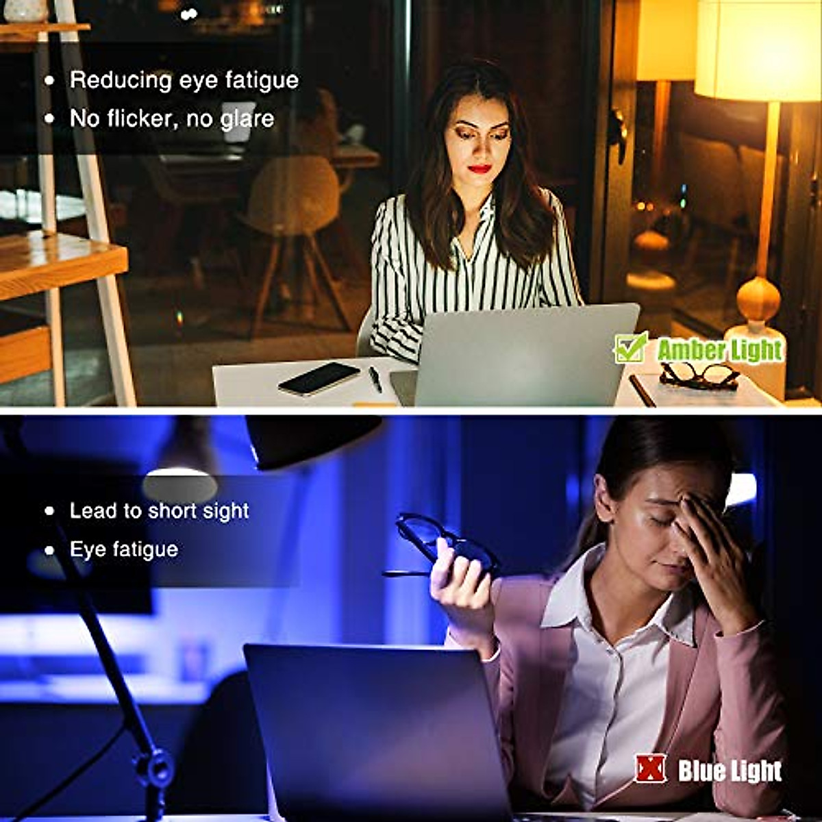 Neporal Amber Light Bulbs, 9W 60W Equivalent A19 Soft Light Bulbs, Blue Light Blocking Warm Light Bulbs, 1800K Amber Night Light Bulbs, Dim Light Bulbs for Healthy Sleep and Baby Nursery Light (3)