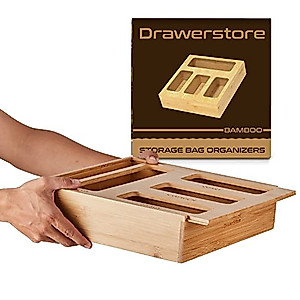 Drawerstore, Ziplock Storage Bag Organizer for Drawer - Plastic Bag Holder for Quart, Gallon, Sandwich, and Snack Size Storage Bags, Natural (DS-ORG-1)