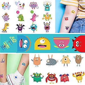 Ooopsi Monster Temporary Tattoos for Kids - More Than 120 Tattoos - Cute Cartoon Tattoos Sticker for Boy Girl Birthday Party Decorations Supplies Favors