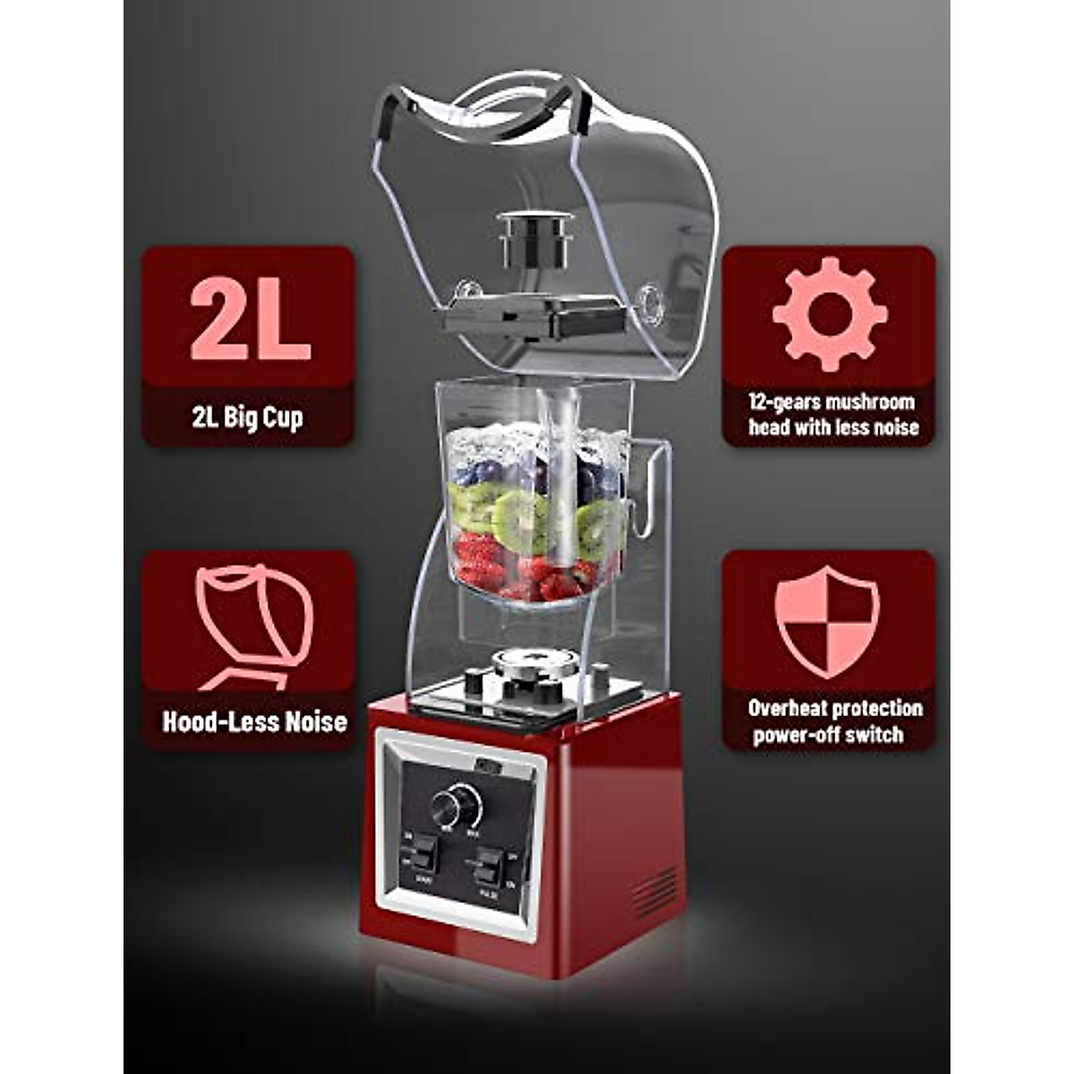 WantJoin Professional Soundproof Quiet Blender, Commercial Smoothie Blenders Countertop Blender with Shield Sound Enclosure,Multifunctional,Speed Control,Self-Cleaning