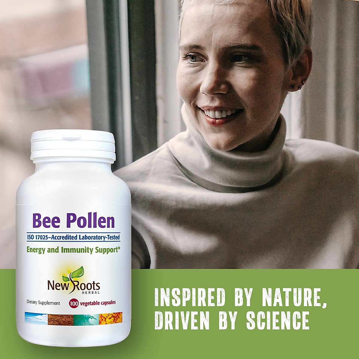 NEW ROOTS HERBAL Bee Pollen 1000mg (100 Count) | All Natural Bee Pollen Capsule Supplement | Rich in Minerals, Vitamins & Essential Amino Acids for Antioxidant Support and Bee Vitality | Non-GMO