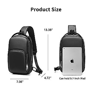 SSWEISIKER Sling Bag for Men, Men's Shoulder Bag and Chest Bag, Waterproof Small Crossbody Backpack with Multiple Pockets & USB Charging Port for Sports, Gym and Travel, Anti-theft & Minimalist, Black