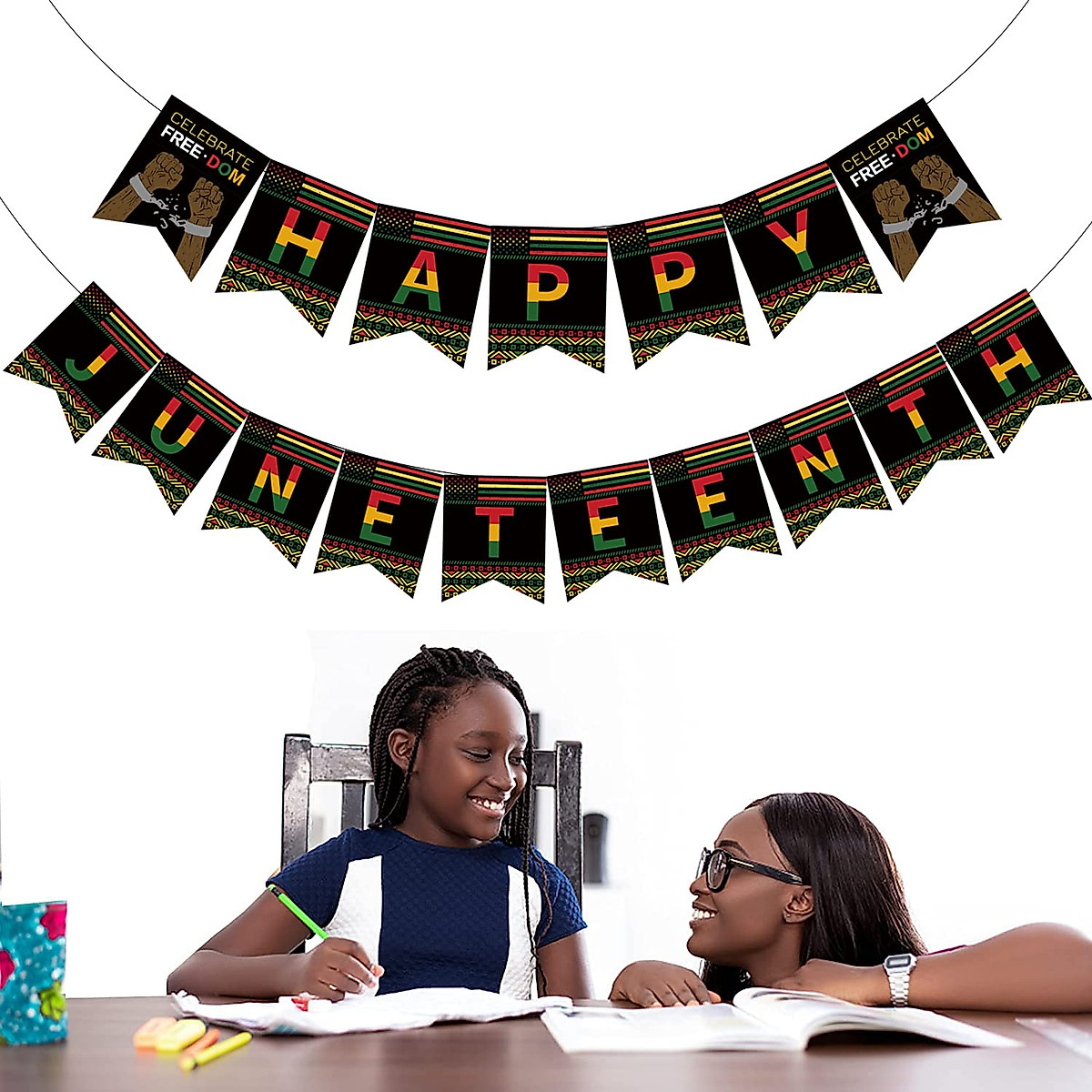Happy Juneteenth Day Banner Party Decorations - Freedom Day Juneteenth Black Americans Independence 1865 Hanging Banner Decorations Black History Party Decorations