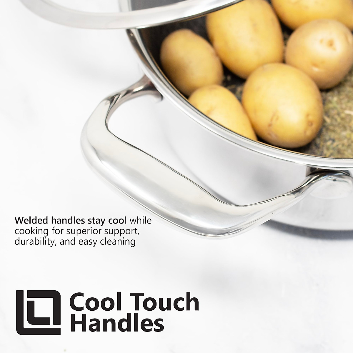 LIVWELL DiamondClad 3 Quarts Nonstick Hybrid Saucepan with Lid - Kitchen Gift - Nonstick Stainless Steel Saucepan - Hybrid Cookware Set - Heavy Stainless Steel Pot - Dishwasher Safe - PFOA-free