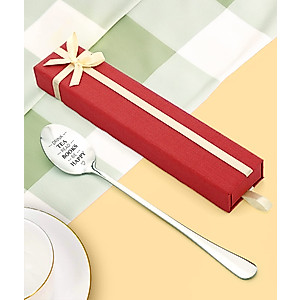 Drink Tea Read Books Be Happy Spoon - A Cozy Gift for Tea and Book Lovers - Quality Stainless Steel Teaspoon