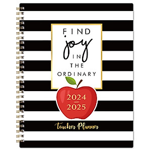 Teacher Planner 2024-2025 - Weekly & Monthly Lesson Plan Book, July 2024 - June 2025, 8" x 10", Academic Planner with Twin-Wire Binding for Teachers - Apple