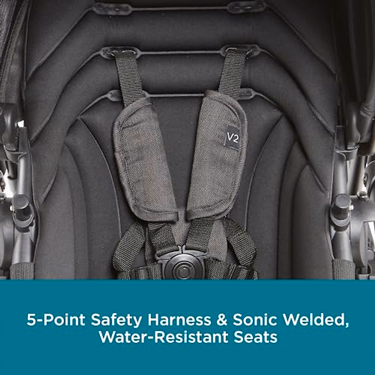 Contours Curve V2 Convertible Tandem Double Baby Stroller & Toddler Stroller - Twin Stroller, 360 Turns, Removable and Reversible Seats, Infant Car Seat Compatibility - Black Herringbone