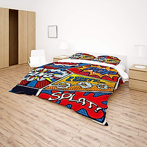 LifeCustomize Colorful Comic Pop Art Duvet Cover Bedding 3 Piece Set Quilt Comforter Cover with Pillowcases Queen Size