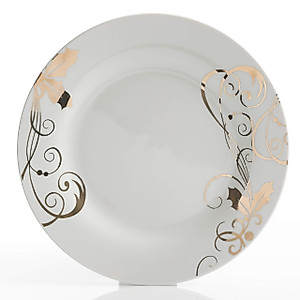 Gibson Home Seasonal Gold Dinnerware Set, Service for 4 (16pcs), White/Gold