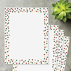 Foil Confetti Letter Papers - Set of 25, Stationery Papers, 8.5" x 11", Computer Paper, 70# Text Paper, Holiday, Christmas, Invitations, Newsletters…