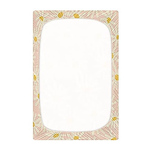Kigai Fitted Crib Sheet for Boys Girls, Daisy Pattern Jersey Knit Baby Standard and Toddler Bed Mattresses, Cozy Soft Breathable, 28 x 52 in 52X28in