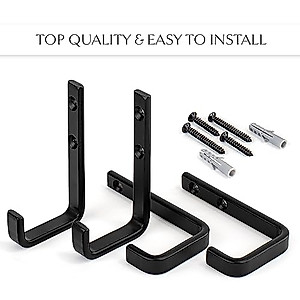 KIBAGA Stylish Bathroom Towel Hooks for Wall Mount Set of 4 - Beautiful, Sturdy & Easy to Install Metal Shower Hangers - Space Saving Matte Black Towel Holder - Your Perfect Bathroom Decor Addition