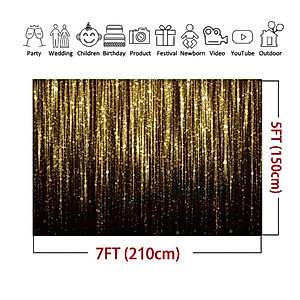 Black Gold Backdrop for Adult Kids Birthday Party Photo Backdrop Decorations Banner Golden Streamer Flash Banner Party Photography Background 7x5ft