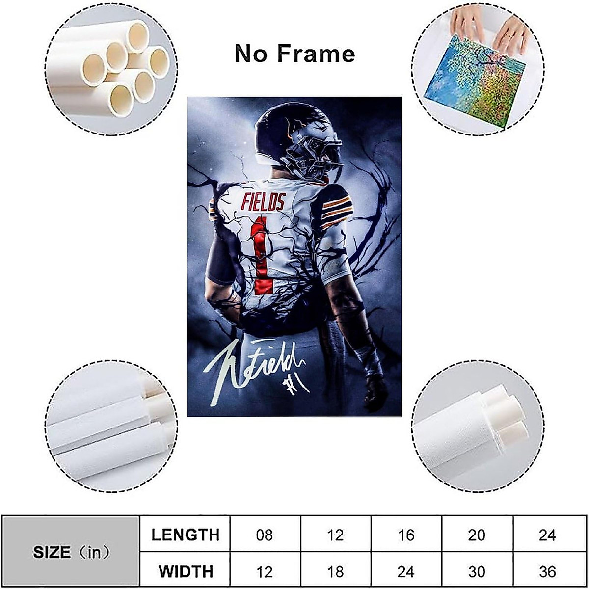 American Football Player Justin Fields Cool Poster Canvas Art Poster And Wall Art Picture Print Modern Family Bedroom Decor Office Posters. Unframe-style, 12x18inch(30x45cm)