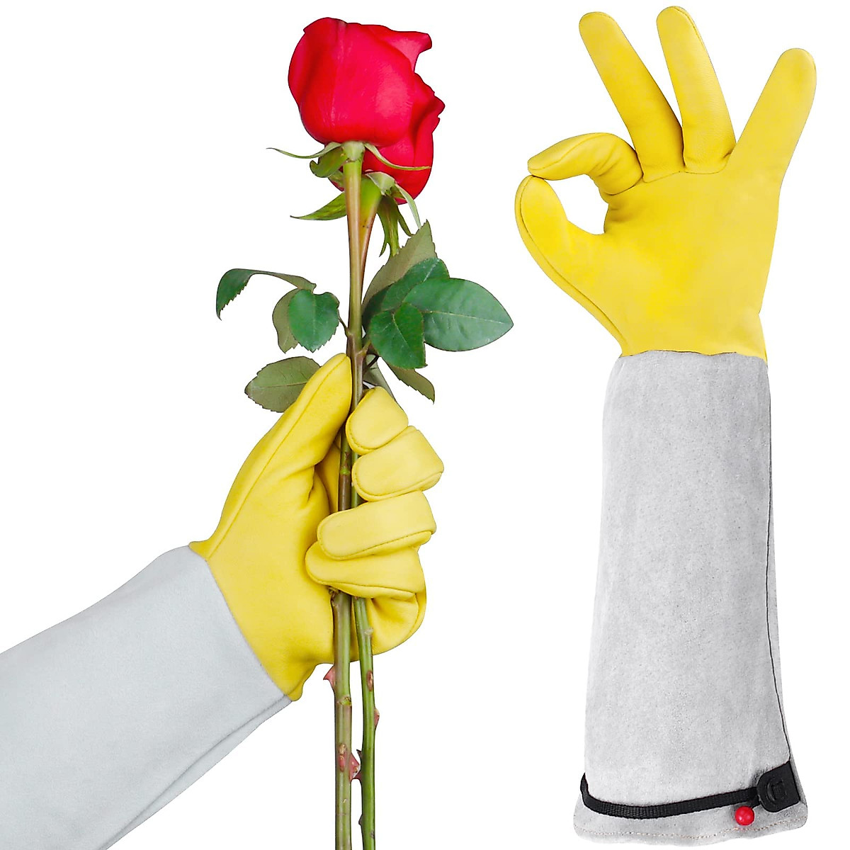 Supersfel Gardening Gloves for Women/Men, Rose Pruning Thorn-Proof Gloves Long Leather Garden Gloves with Adjustable Cuff, Ladies Light Protective Gloves for Yard & Outdoor Work