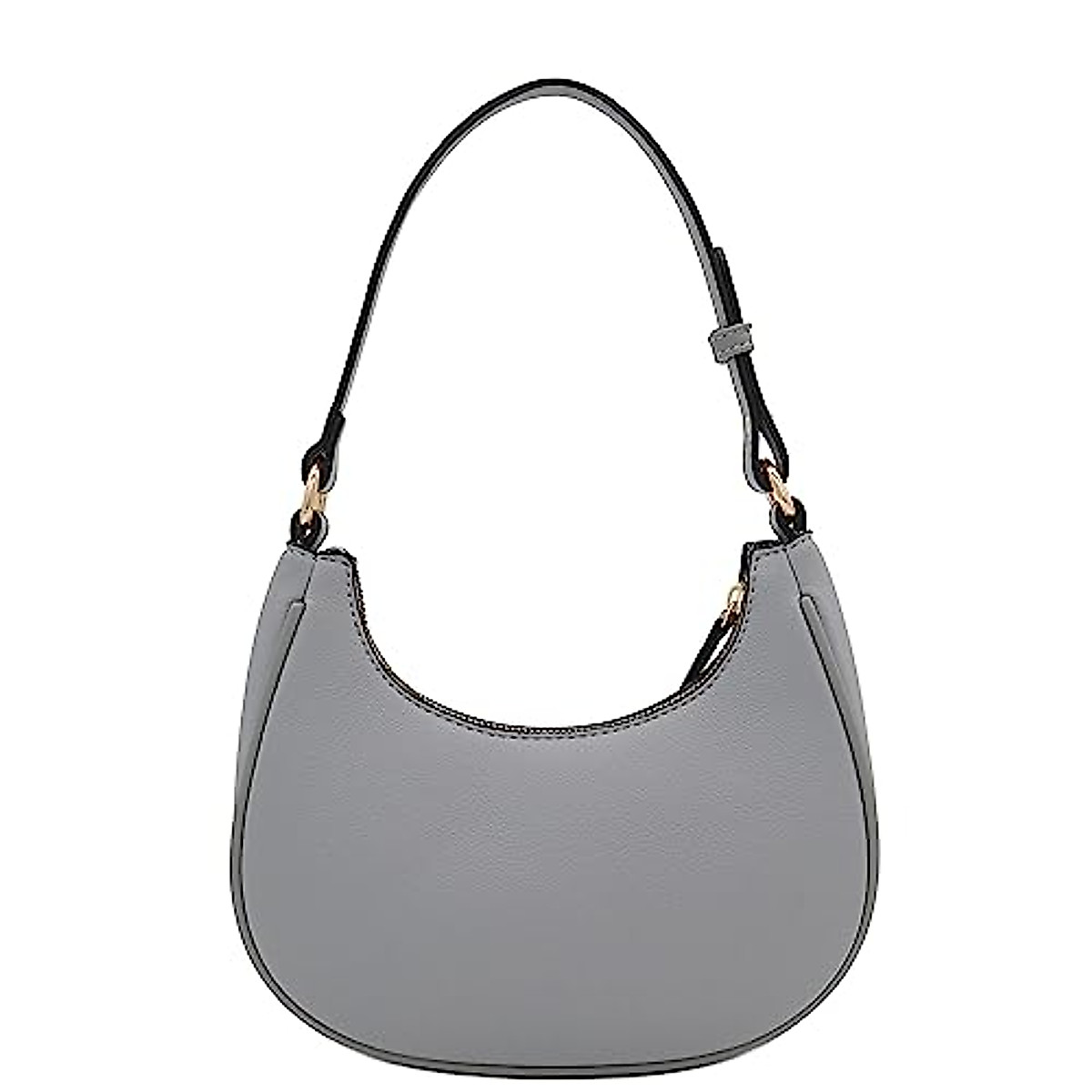 FashionPuzzle Small Crescent Shoulder Bag Underarm Purse (Light Grey)