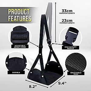 Airplane Footrest Made with Premium Memory Foam, Airplane Travel Accessories, Footrest Hammock, Portable Airplane Foot Rest Used in Office/Plane/Home, Hammock Leg Rest Adjustable Height