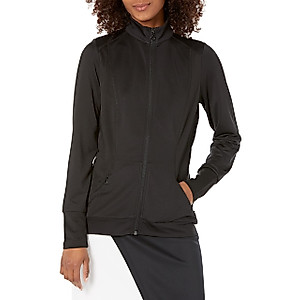 PGA TOUR womens Long Sleeve Performance Stretch Golf With Full Zipper Jacket, Caviar, X-Small US