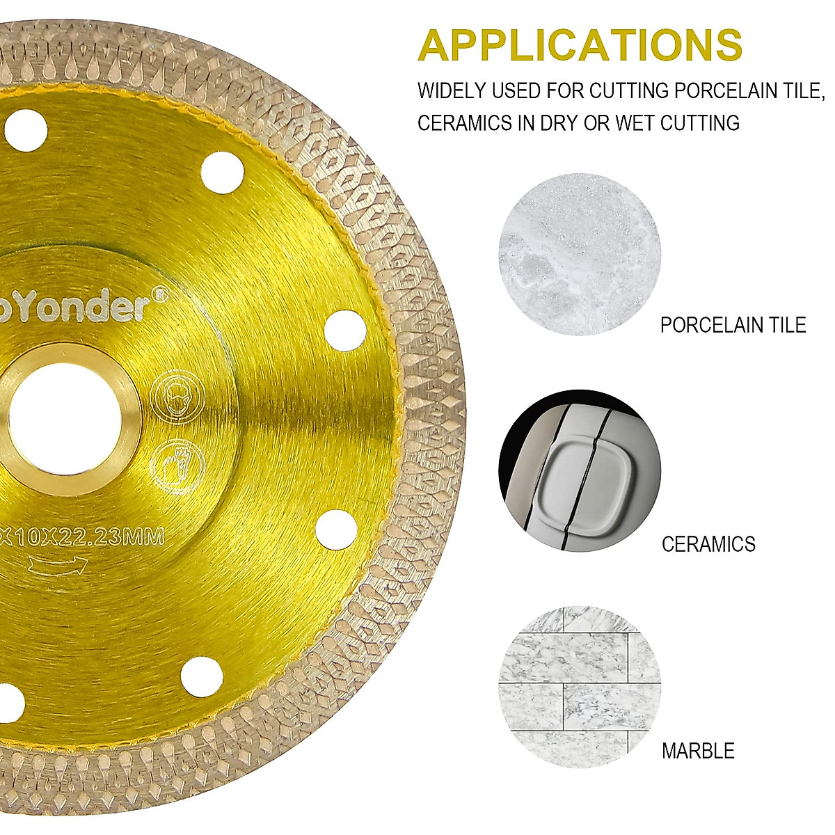 GoYonder 4 Inch Diamond Saw Blade,Super Thin Diamond Saw Blade for Cutting Ceramic Porcelain Tile Granite Marble Suitable for Angle Grinders with 7/8" or 5/8" Arbor 3 PCS