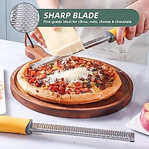 Lemon Zester Grater, Citrus Zester Grater with Handle, Kitchen Gadgets for Cheese, Lemon, Chocolate, Nutmeg, Ginger, Fruit, Vegetable, Stainless Steel Micro Cheese Grate, Dishwasher Safe(Narrow)